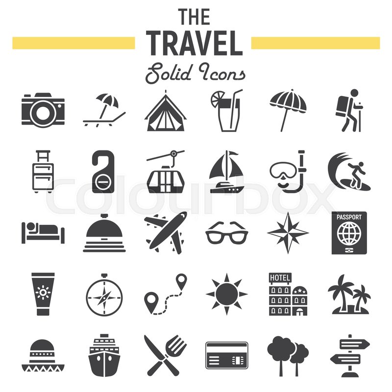 Travel solid icon set, tourism symbols ... | Stock Vector | Colourbox