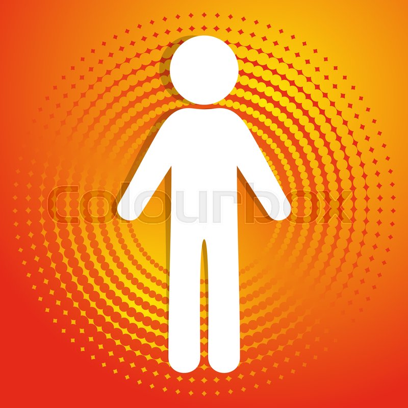 White vector man icon on orange ... | Stock vector | Colourbox