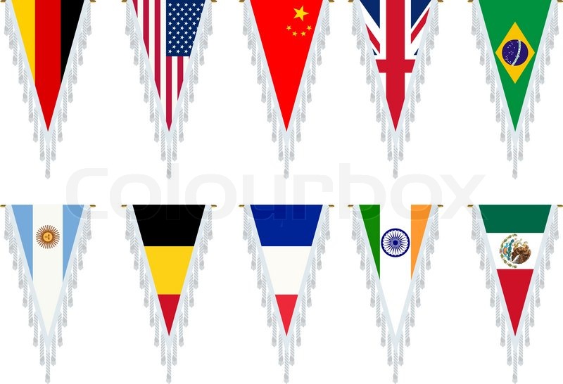 Stiliserede landets flag , vimpler ... | Stock vektor | Colourbox