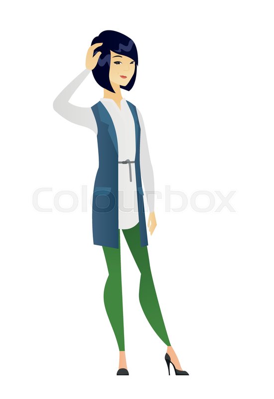 Lady Scratching Head Cartoon