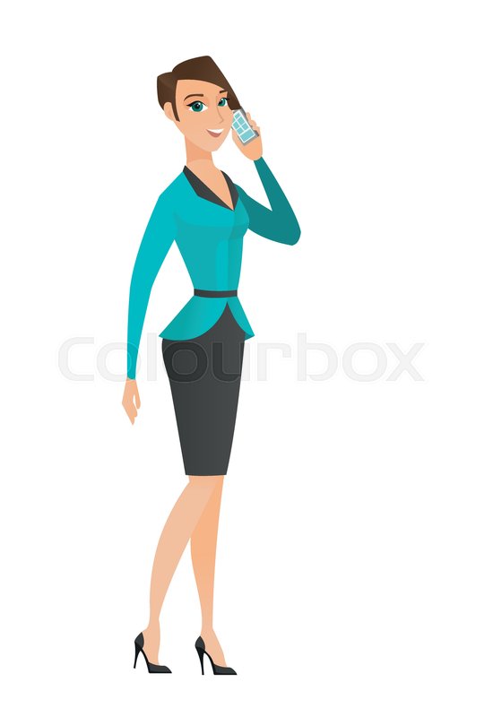 Business woman talking on a mobile ... | Stock vector | Colourbox