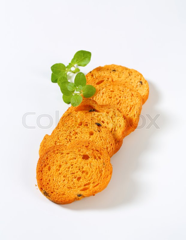 Small round toasted crackers with black ... | Stock image | Colourbox