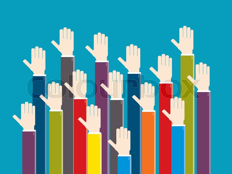 Hands raised in voting sign. Concept ... | Stock vector | Colourbox