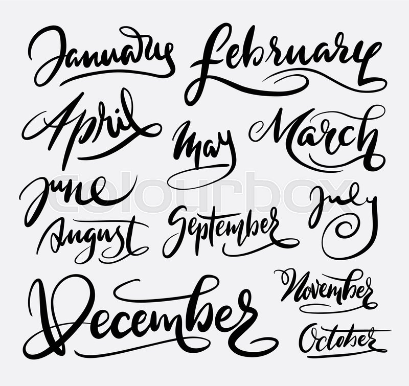 December and january month hand ... | Stock vector | Colourbox