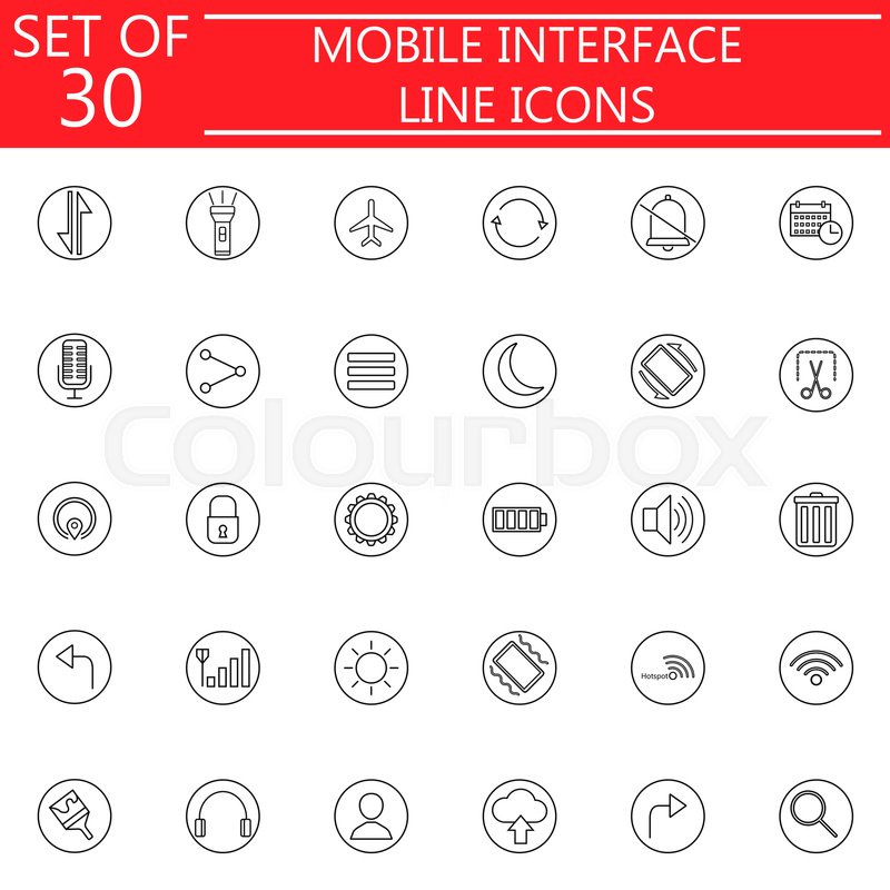 Mobile interface line pictograms ... | Stock-Vektor | Colourbox