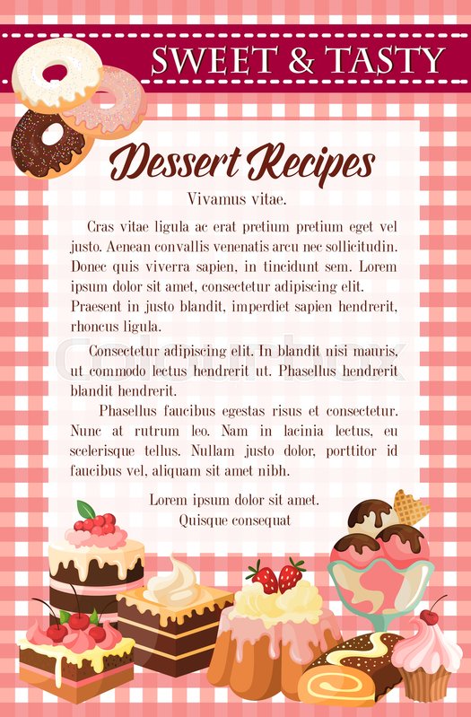 Cake and pastries recipe poster ... | Stock vector | Colourbox