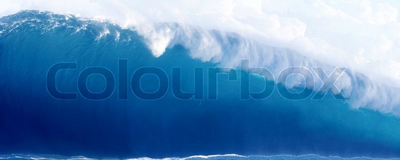 Large Blue Surfing Wave Breaks in the ... | Stock image | Colourbox