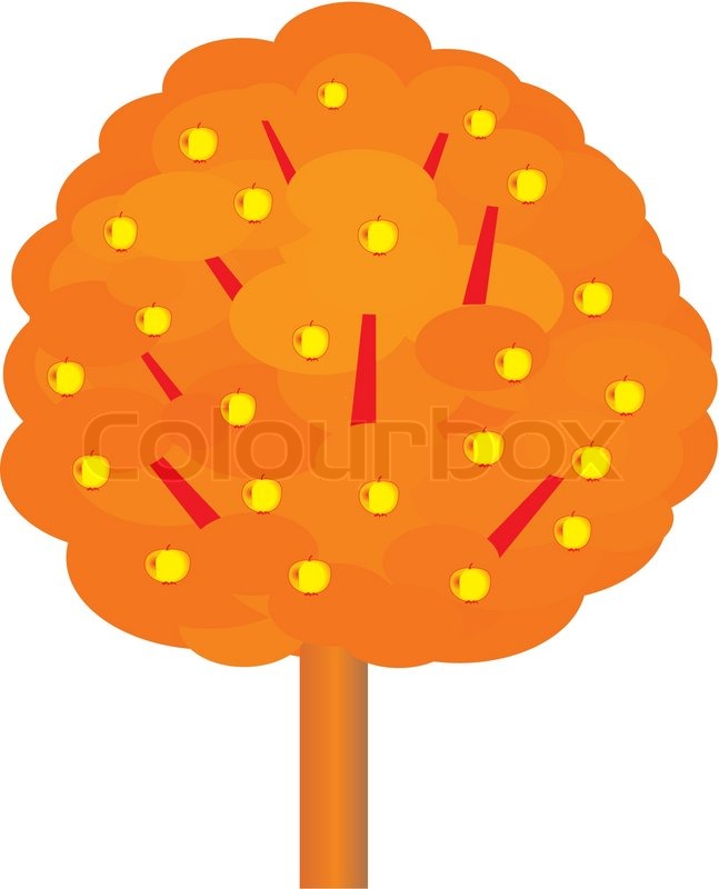 Golden apple tree vector illustration | Stock vector | Colourbox