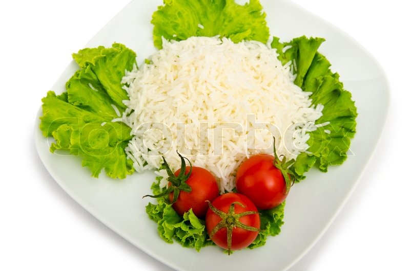 Plain rice served in the plate | Stock image | Colourbox