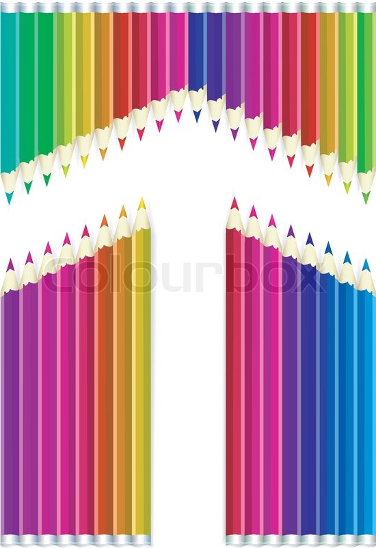 Colored pencils arrow shape on white ... | Stock vector | Colourbox