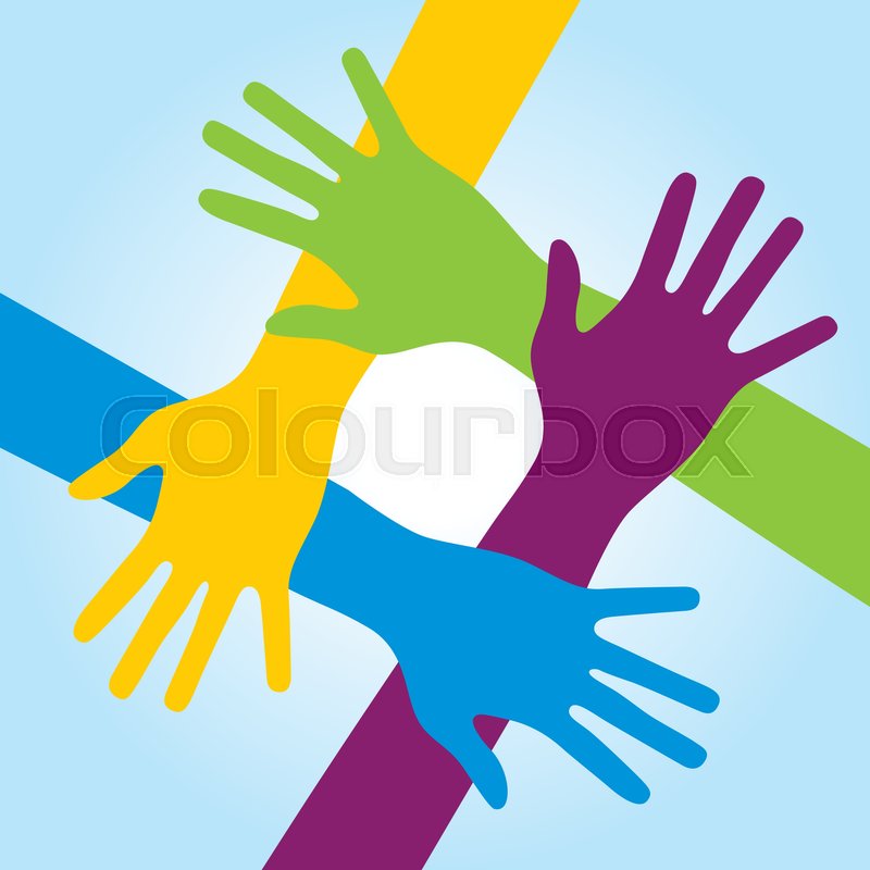 Human arms around colorful and next. ... | Stock vector | Colourbox