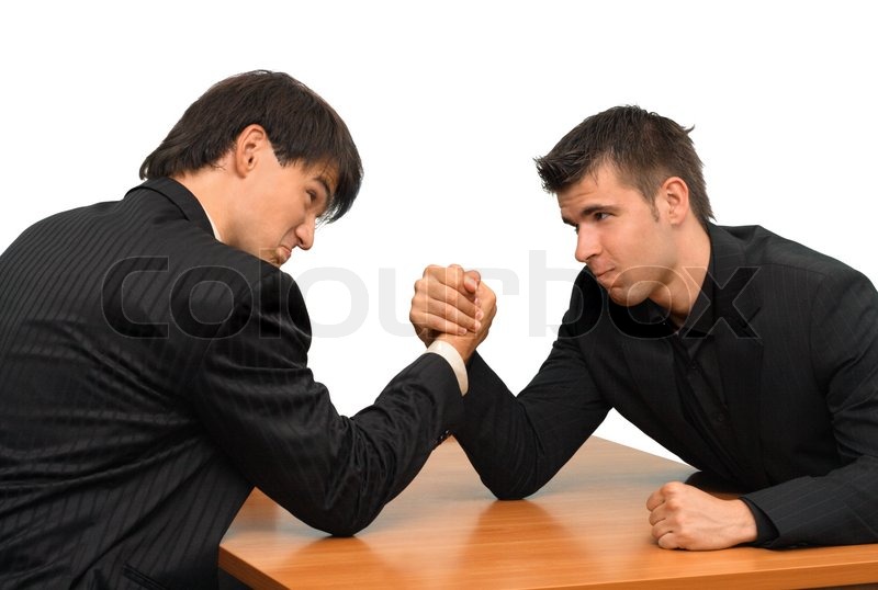 Two businessmen competing in arm ... | Stock image | Colourbox