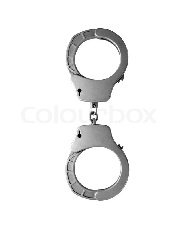 Steel metallic handcuffs isolated on ... | Stock image | Colourbox