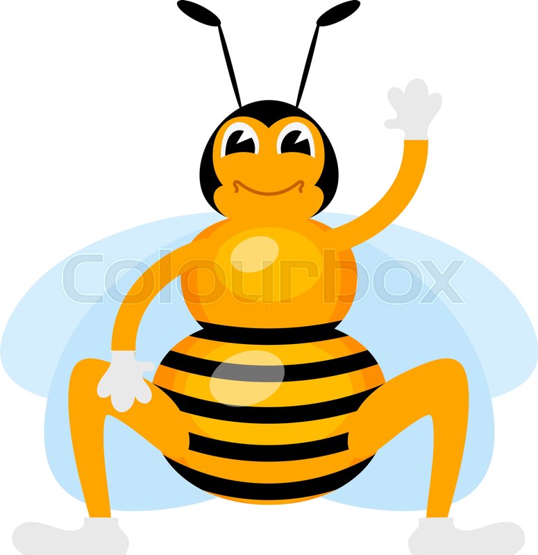 Color image of a bee cartoon on a ... | Stock vector | Colourbox
