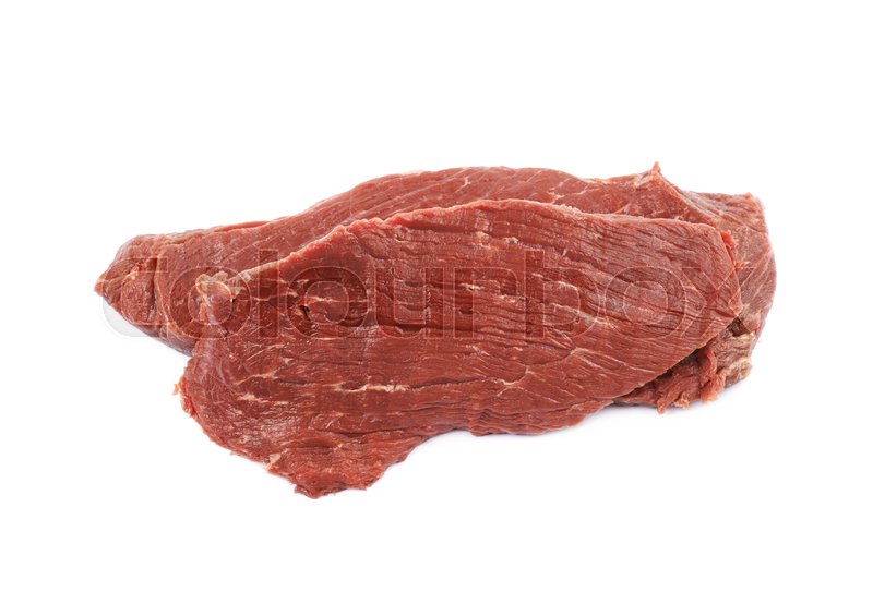 Pile of beef meat slices isolated over ... | Stock image | Colourbox