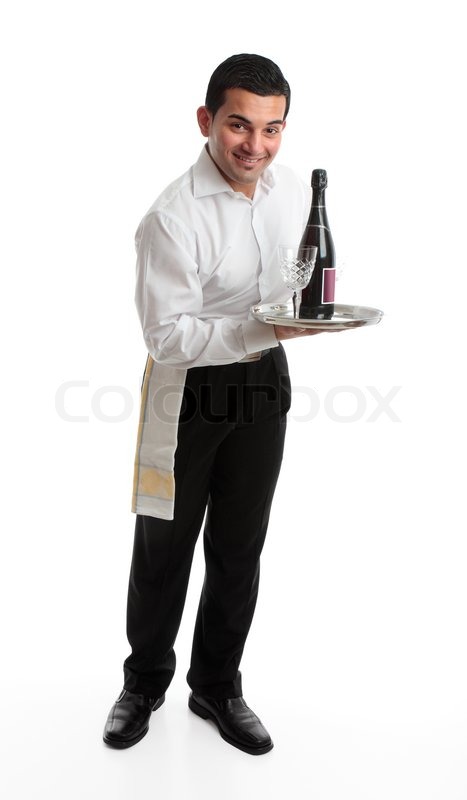 A smiling friendly waiter, bartender, ... | Stock image | Colourbox