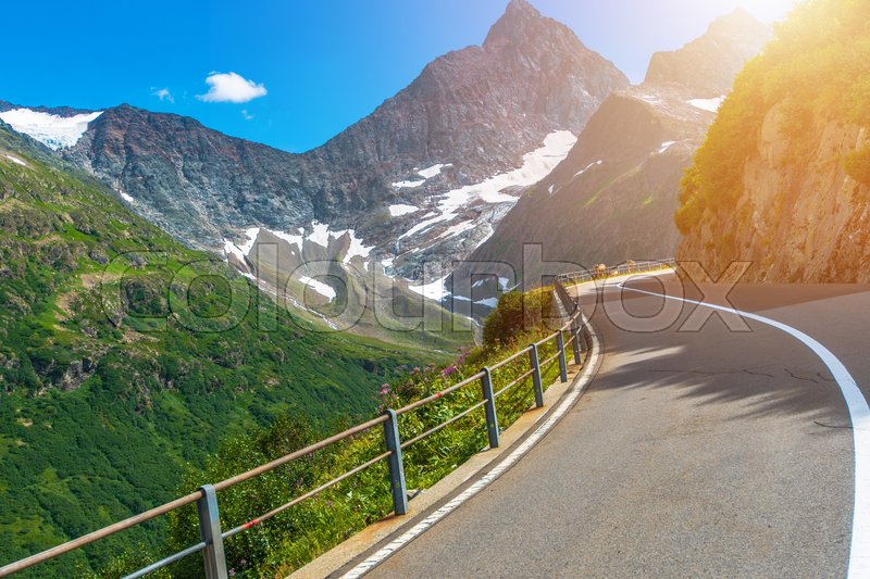 Scenic Swiss Mountain Road. Exploring ... | Stock image | Colourbox