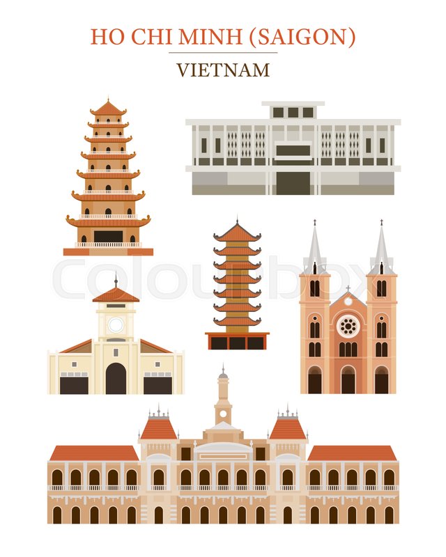 Saigon Vietnam Landmarks Architecture ... | Stock vector | Colourbox