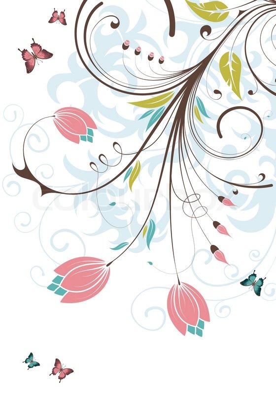 Floral Background with butterfly, ... | Stock vector | Colourbox