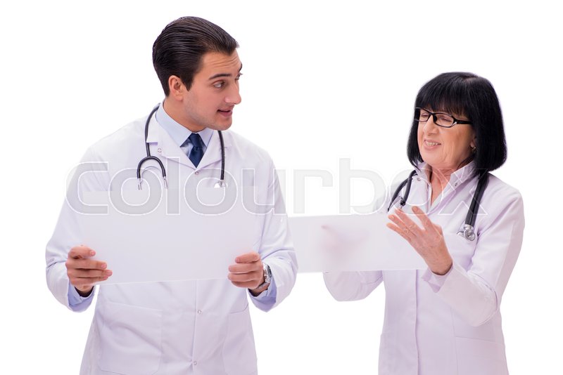 Two doctors isolated on the white ... | Stock image | Colourbox