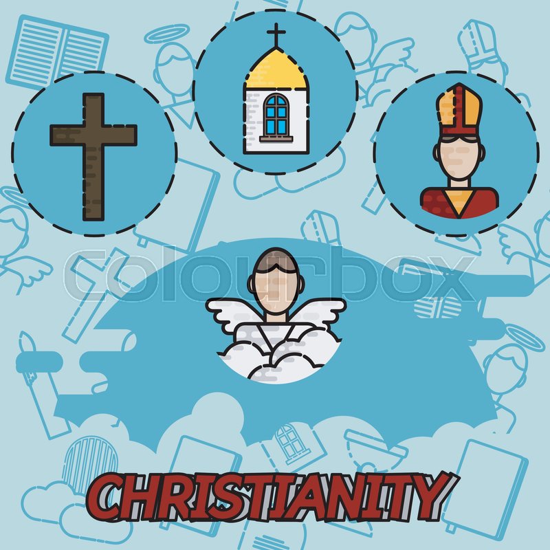 Christianity flat concept icons. ... | Stock vector | Colourbox