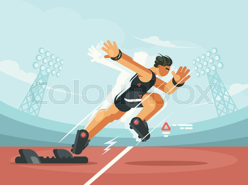 Sportsman sprint starts on competition ... | Stock vector | Colourbox