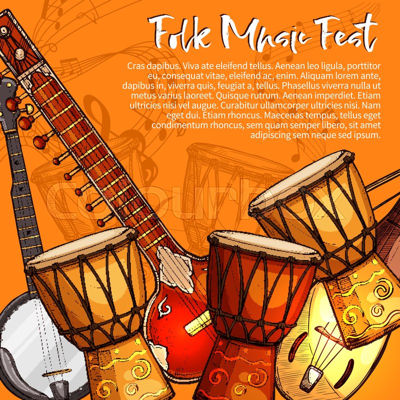 Musical festival of folk music poster. ... | Stock vector | Colourbox