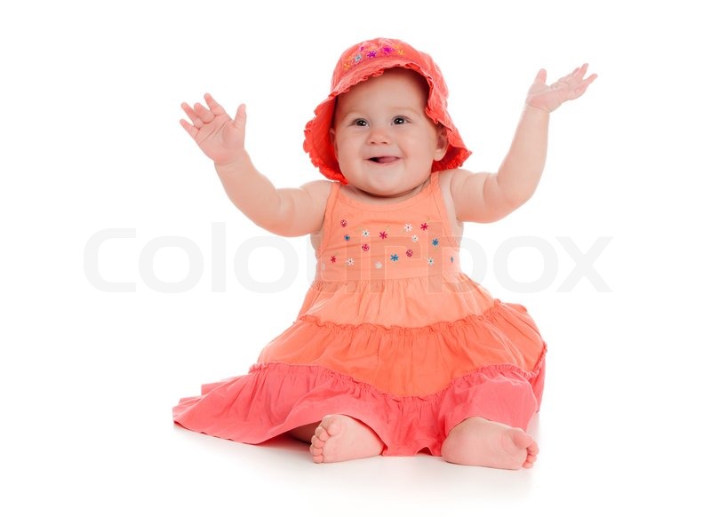 Small child isolated on a white ... | Stock image | Colourbox