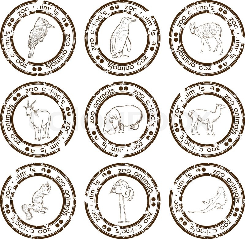 Zoo stamps | Stock vector | Colourbox