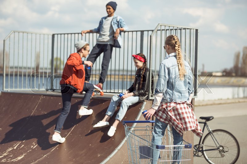 Teenagers group having fun together on ... | Stock image | Colourbox