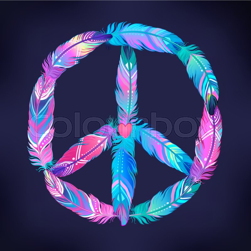 Peace sign made of colored bird ... | Stock vector | Colourbox