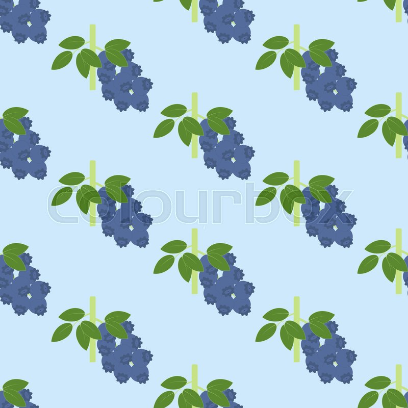 Blueberry Berry pattern on the blue ... | Stock vector | Colourbox
