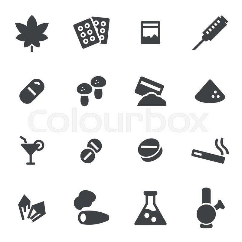 Vector black drugs icons set on white ... | Stock vector | Colourbox