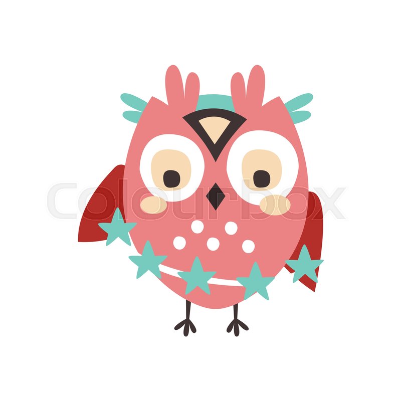 Dizzy cartoon owl bird colorful ... | Stock vector | Colourbox