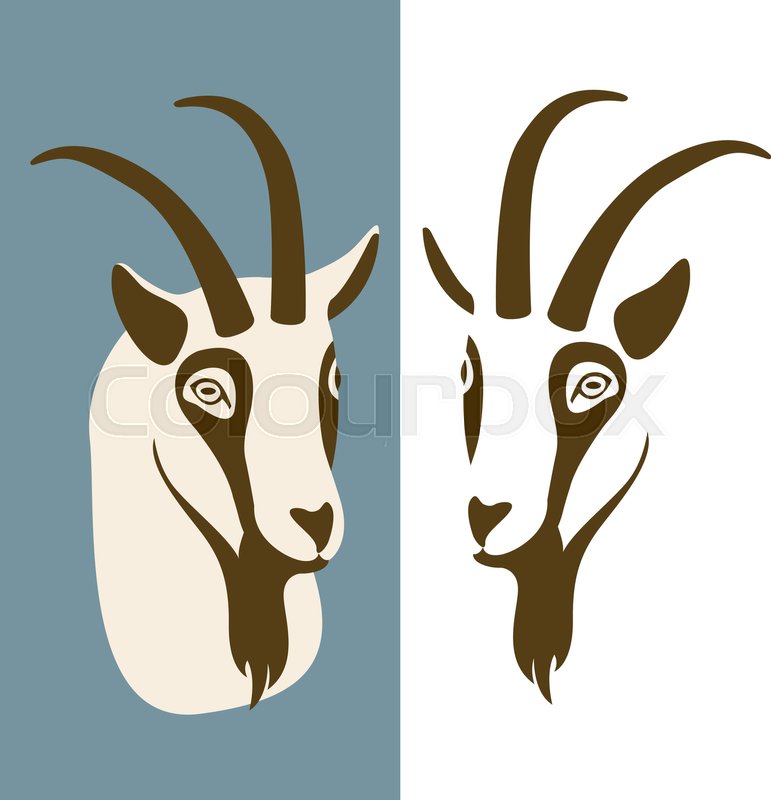 Goat head vector illustration style ... | Stock vector | Colourbox