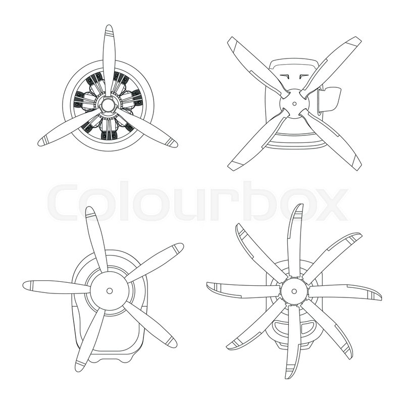 Aircraft engine in outline style. ... | Stock vector | Colourbox