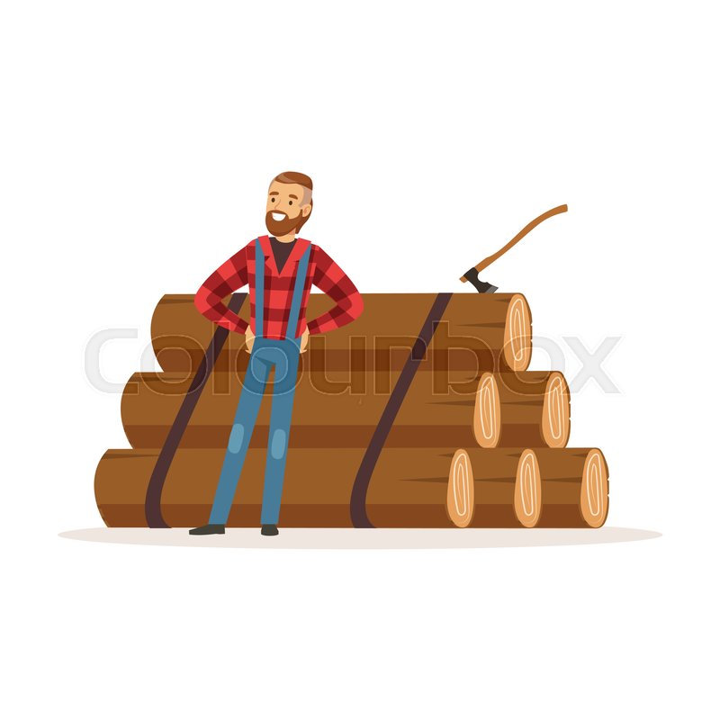 Smiling lumberjack man standing ... | Stock vector | Colourbox