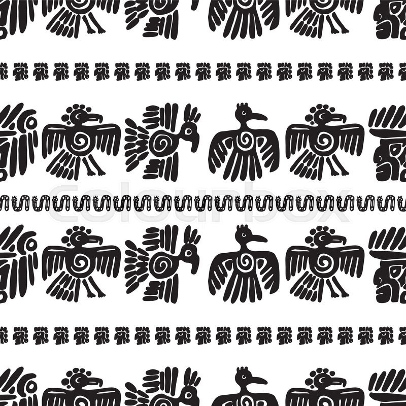 Seamless vector maya pattern. Black ... | Stock vector | Colourbox