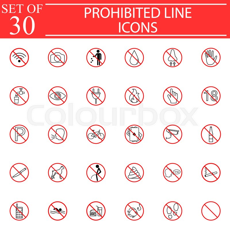 Prohibited signs line icon set, ... | Stock-Vektor | Colourbox