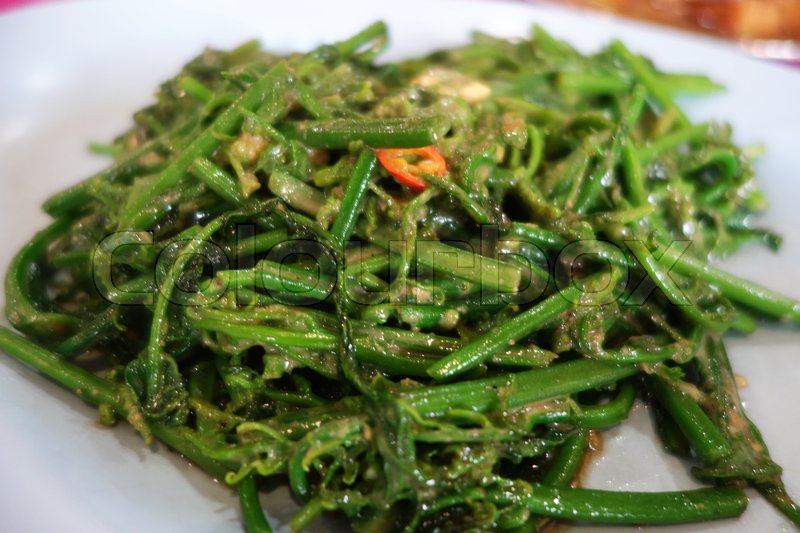 Home cooked stir fried vegetable fern ... | Stock image | Colourbox