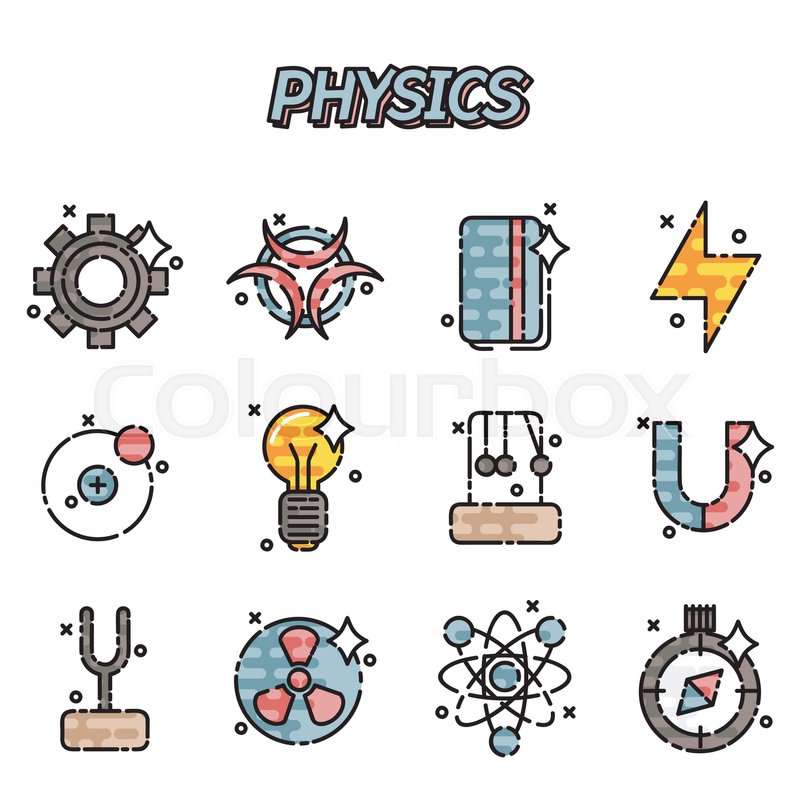 Physics flat icons set. Measuring ... | Stock vector | Colourbox