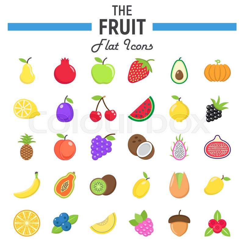 Fruit flat icon set, food symbols ... | Stock-Vektor | Colourbox