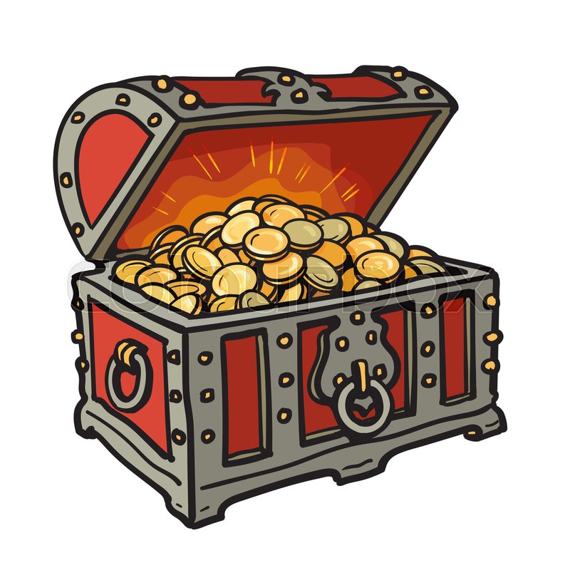 Old chest with gold coins. Cartoon ... | Stock vector | Colourbox