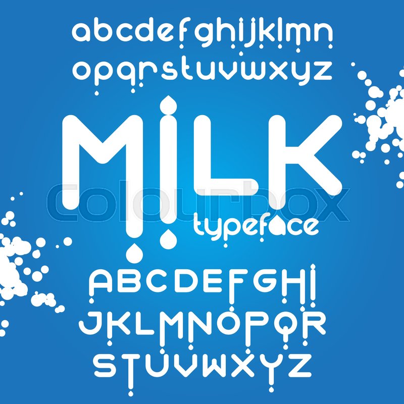 Round white milk font set. Custom ... | Stock vector | Colourbox