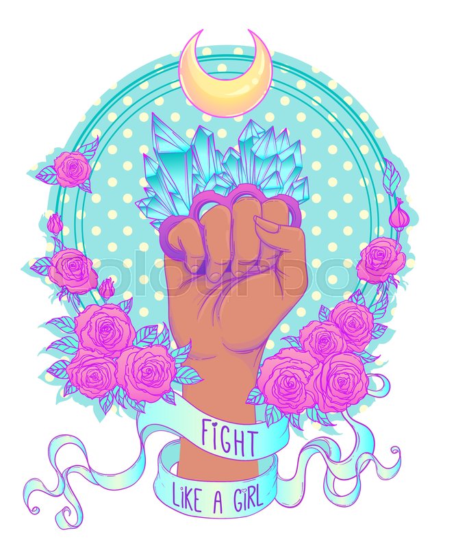 Fight like a girl. Woman's hand with ... | Stock vector | Colourbox