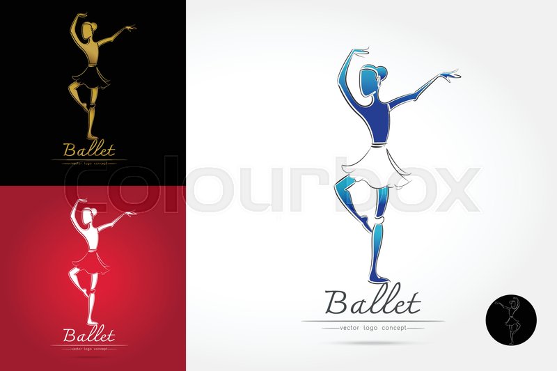 Set of classical ballet logo, figure ... | Stock vector | Colourbox