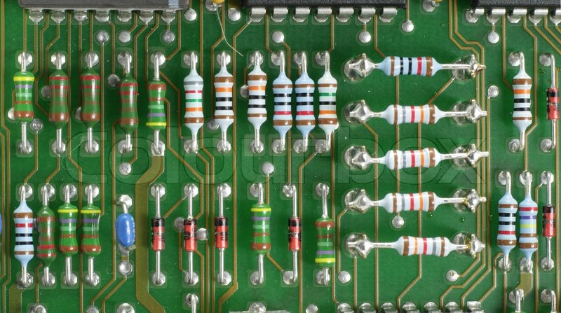 Circuit-board with resistors | Stock Photo | Colourbox