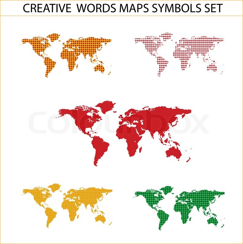 Colored world maps set isolated on the ... | Stock vector | Colourbox