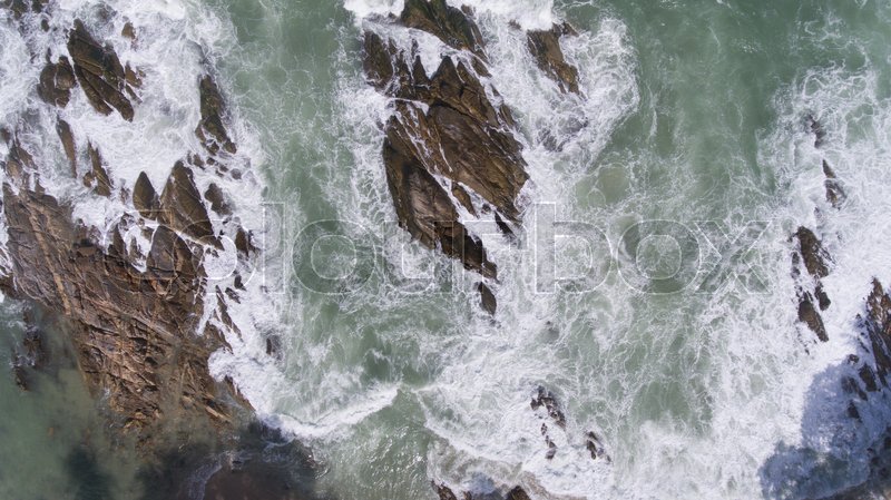 Aerial view of ocean waves and ... | Stock image | Colourbox