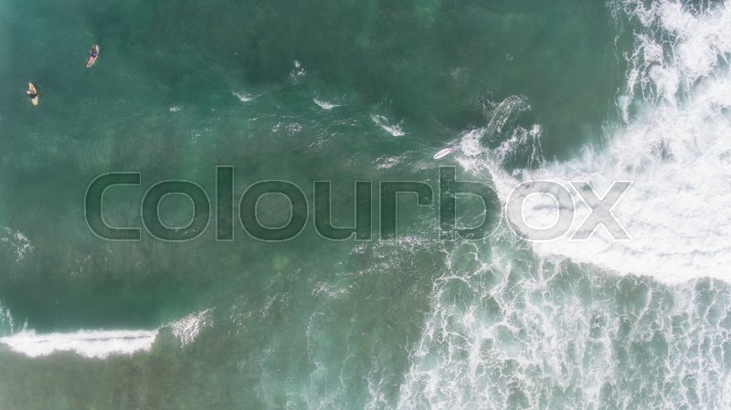 Aerial view of Surfer swimming on board ... | Stock image | Colourbox